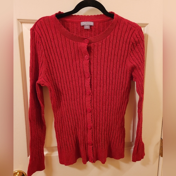 Laura Scott | Sweaters | Laura Scott Petite Red Buttoned Sweater Large ...